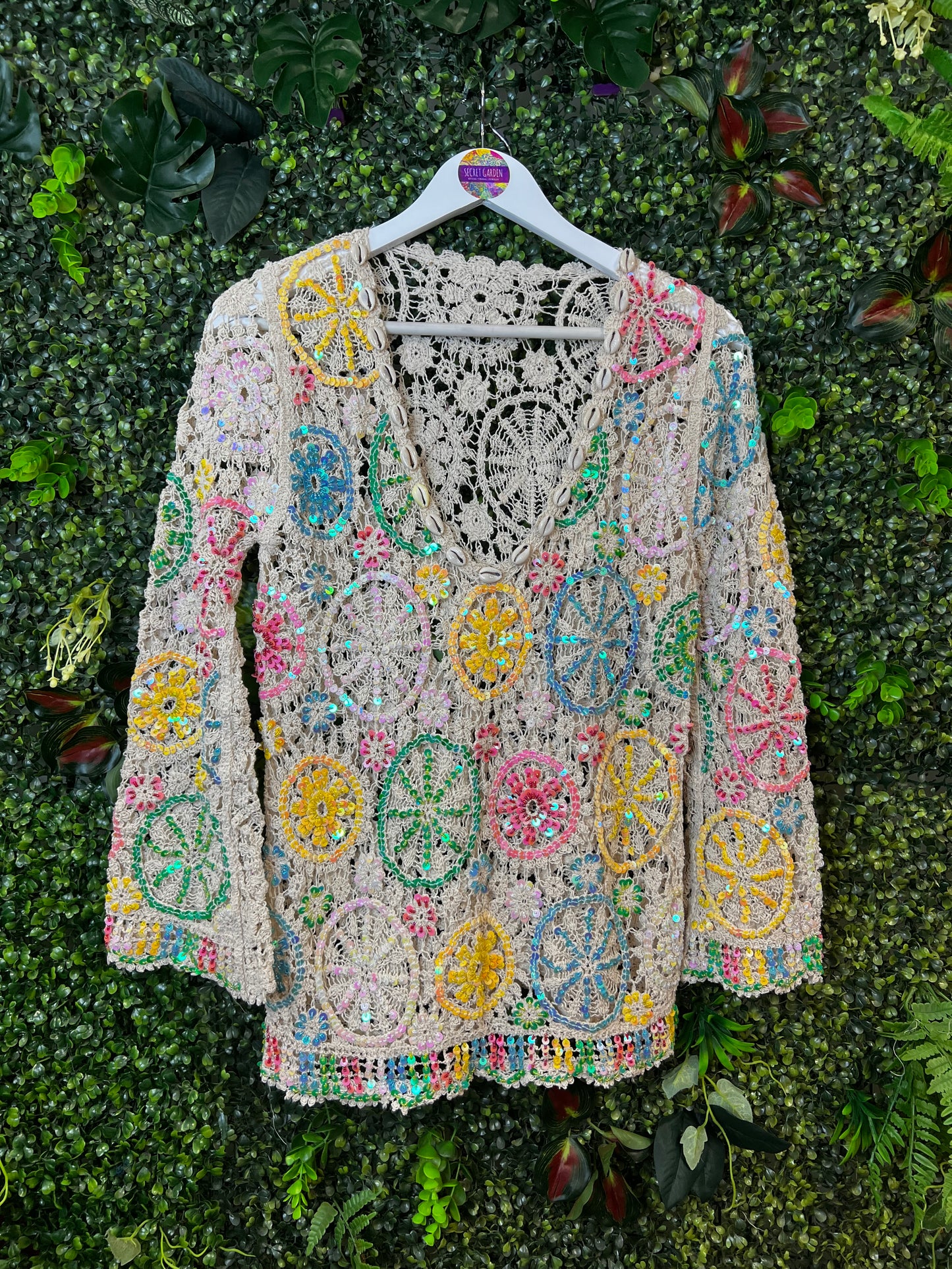 Crochet Sequin Beach Top with shells style 1 – Secret Garden Official
